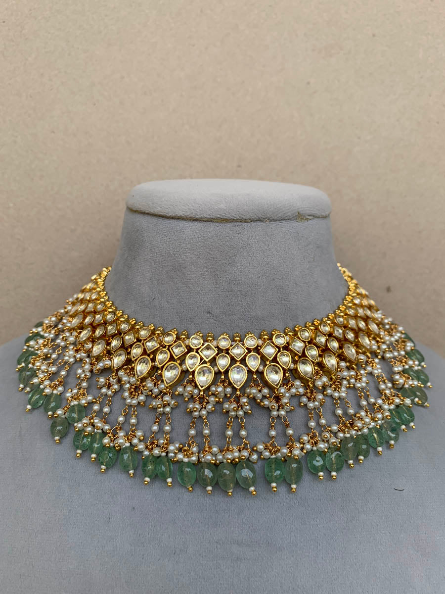 MM090 White Jadau Set – Raj Jewellery