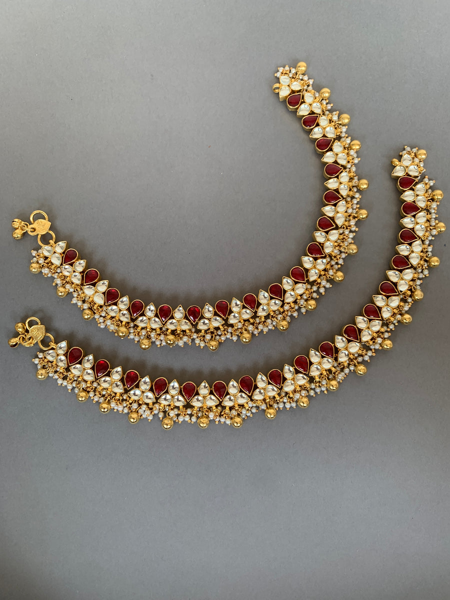 AC229 Multi Jadau Payal – Raj Jewellery