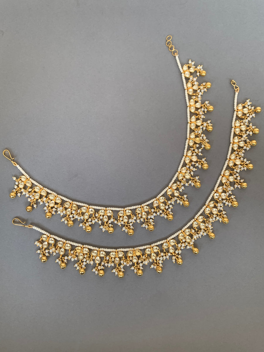 AC580 White Jadau Payal – Raj Jewellery