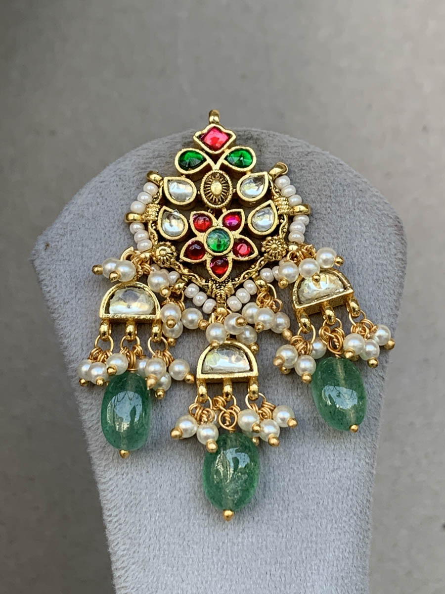 MM625 Green Multi Jadau Set – Raj Jewellery