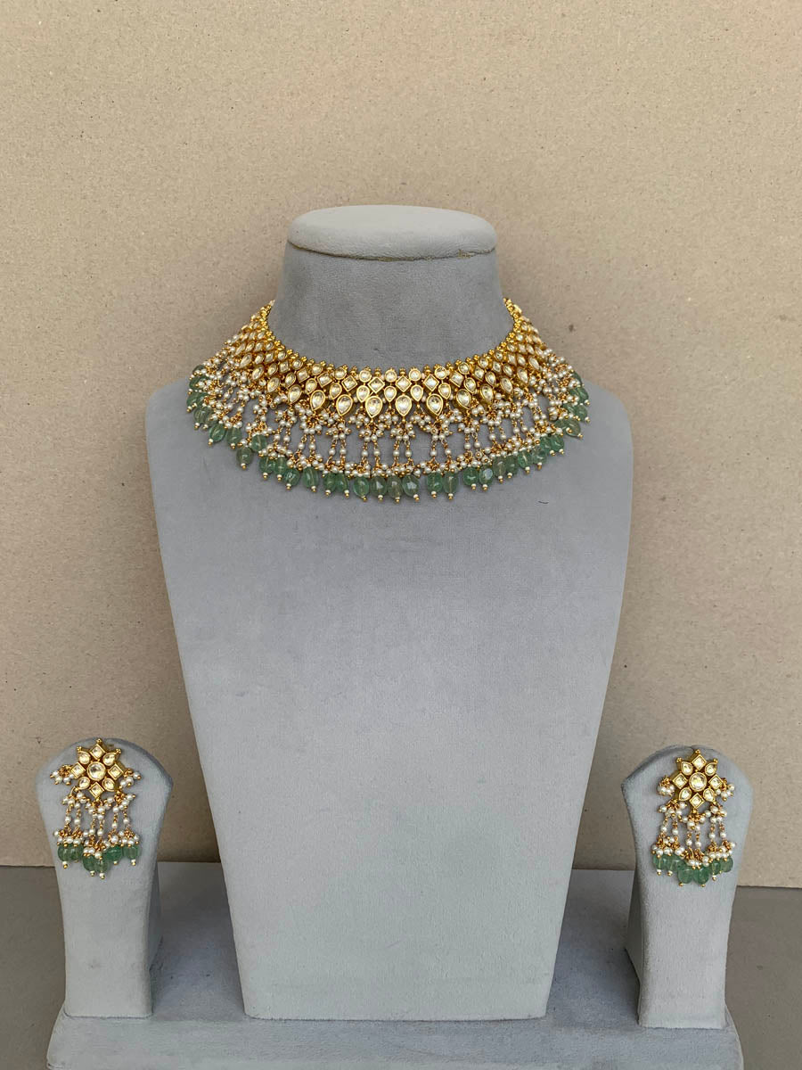 MM090 White Jadau Set – Raj Jewellery